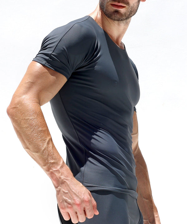 RUFSKIN® JOHNSON KELLY GREEN Shiny Stretch-Nylon Short Sleeve Sport Top