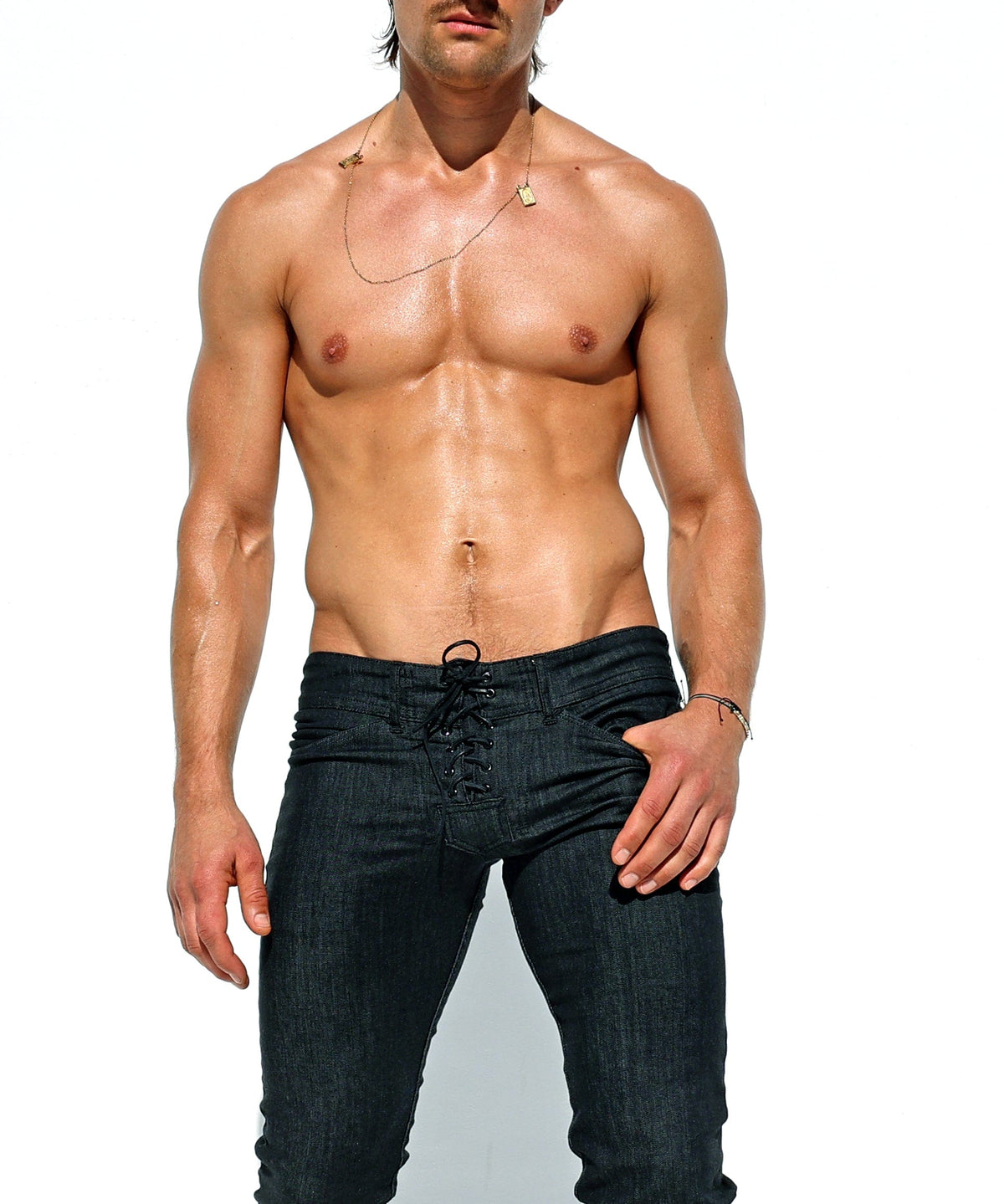RUFSKIN® BUTCH Black Lace-Fly Stretch Denim Jeans