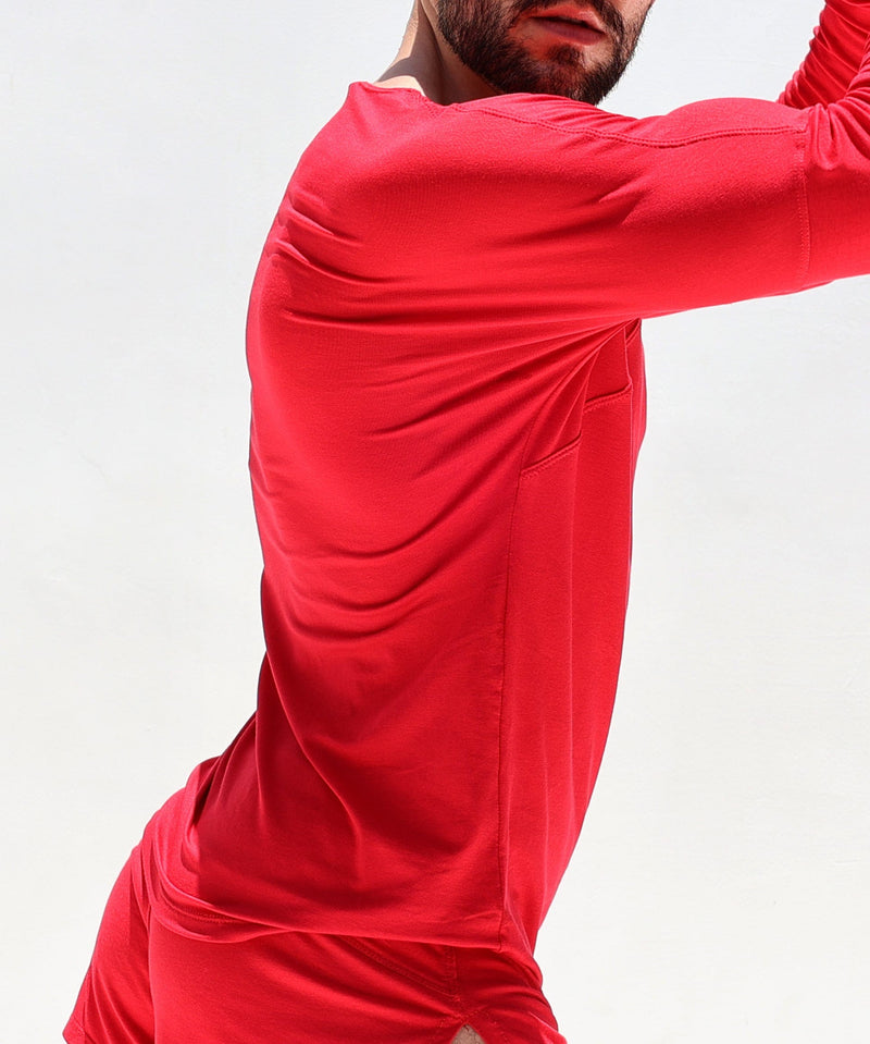 RUFSKIN® DIXON RED Signature Kimono Long Sleeve Stretch-Rayon T-shirt