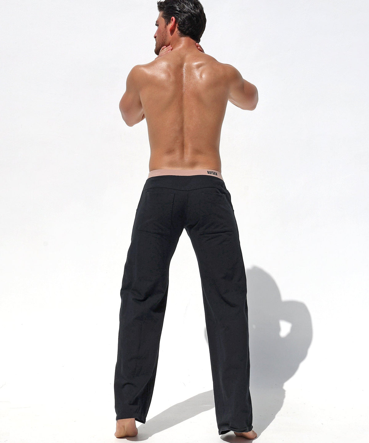 RUFSKIN® GRAVITAS BLACK Stretch Cotton French Terry Sport-Loungewear Pants