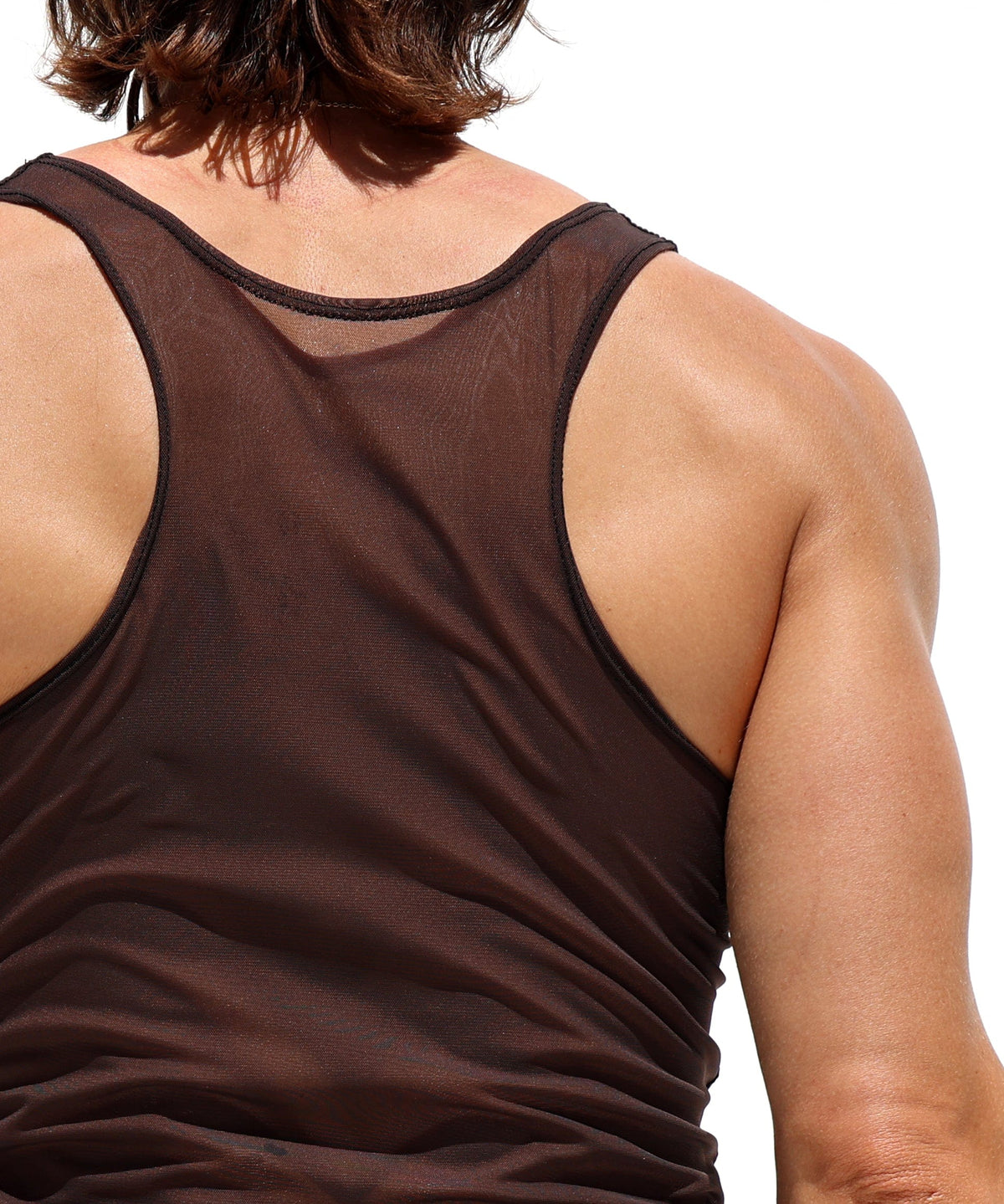 RUFSKIN® JORDI BROWN Transparent Stretch Tulle Tank Top