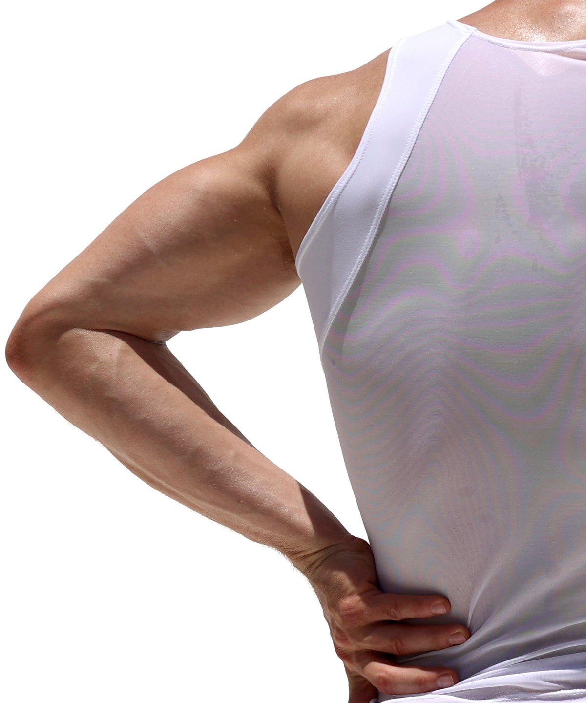 RUFSKIN® LAVEZZI WHITE Transparent Stretch Tulle Tank Top