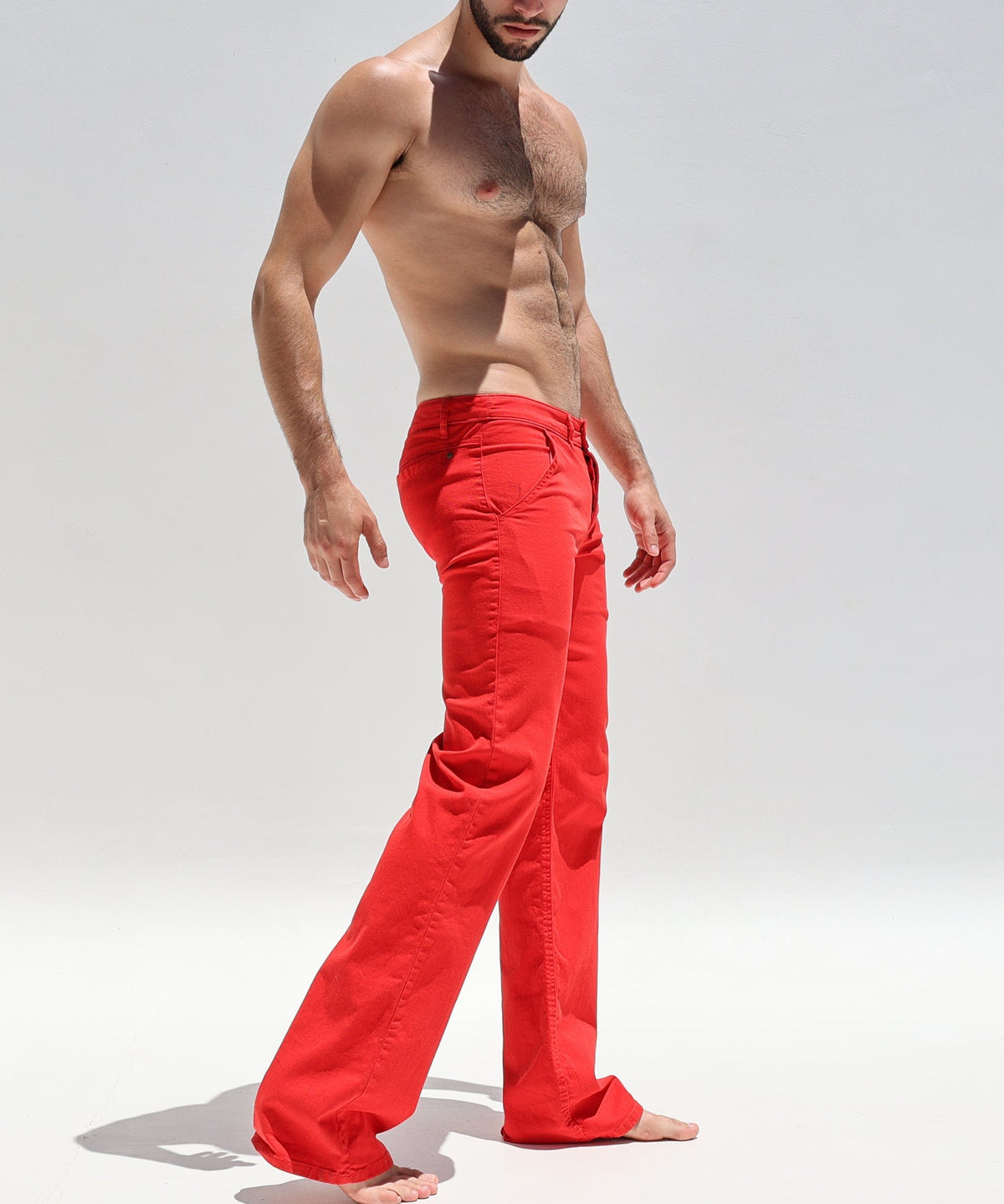 RUFSKIN® MATELOT RED Stretch Cotton Twill Flare Leg Denim Jeans
