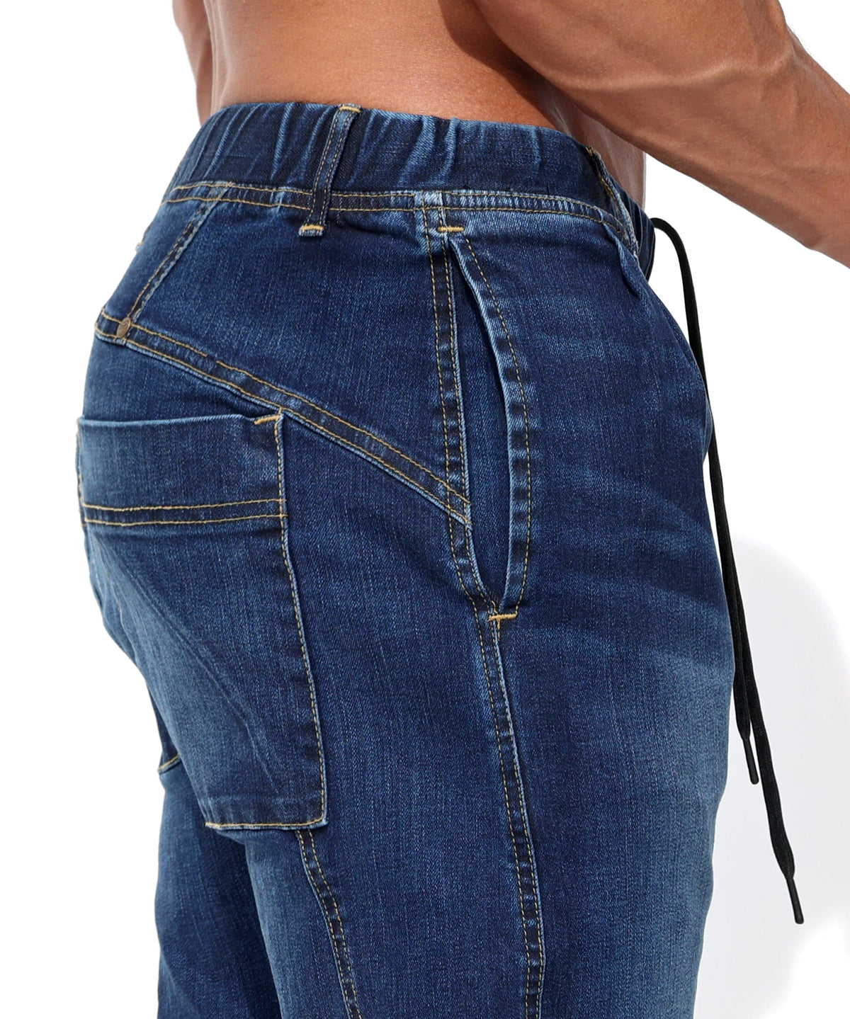 RUFSKIN® SADDLE DARK DISTRESSED Stretch Cotton Denim Pant / Jogger