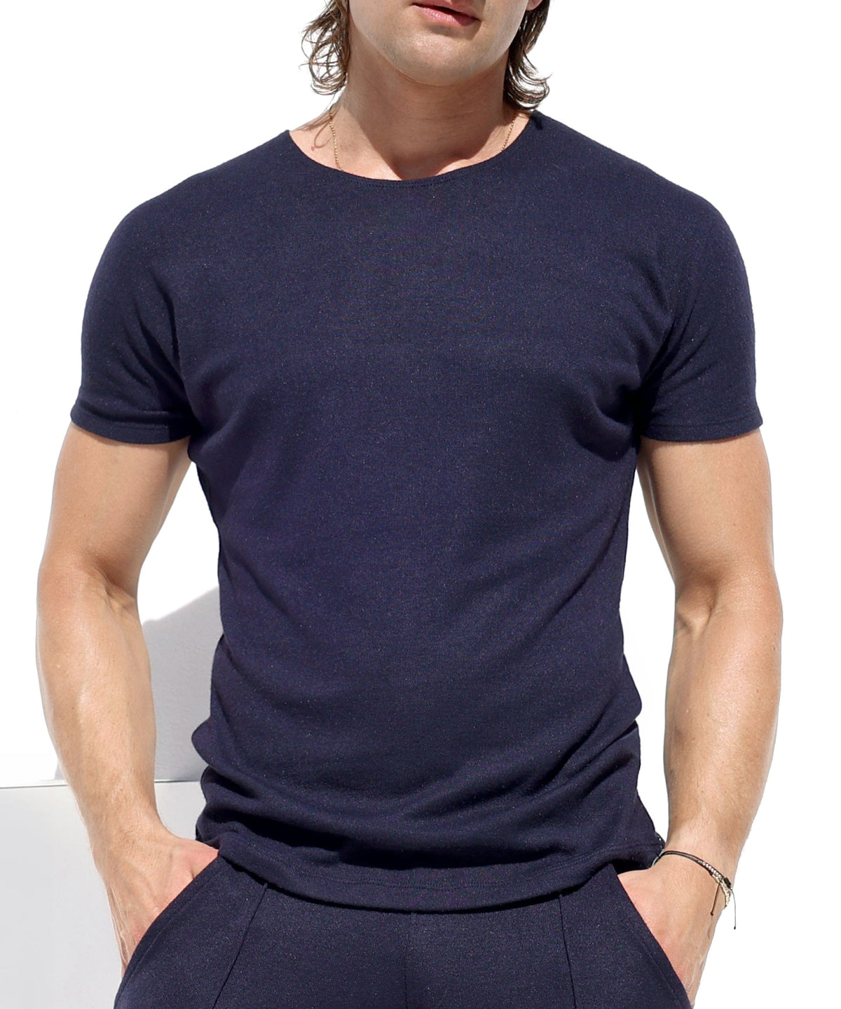RUFSKIN® KHAGAN DARK NAVY Stretch Rayon-Microfiber Blend Knit Kimono ...
