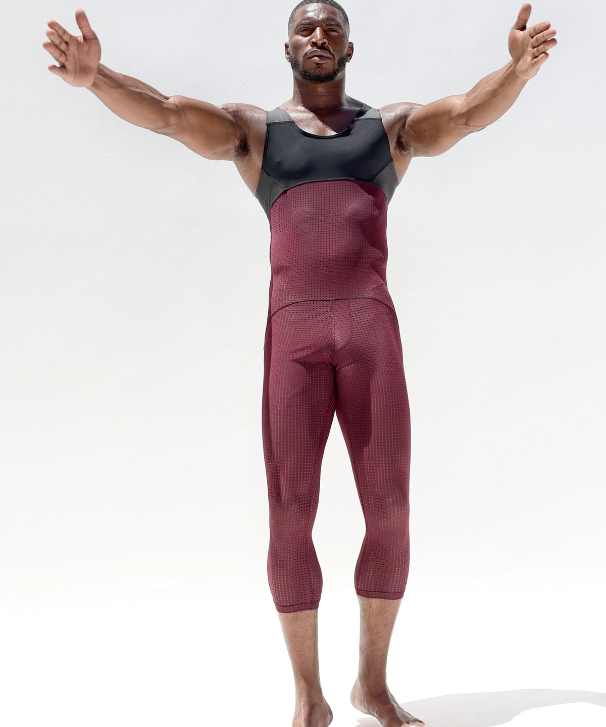 RUFSKIN® SOMERSAULT Stretch Perforated Mesh Sport 3/4 Length Bodysuit